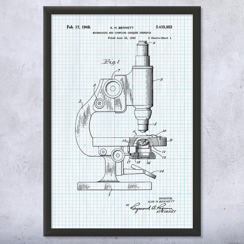 Framed Microscope Wall Art Print Microbiologist Gift Science - Etsy