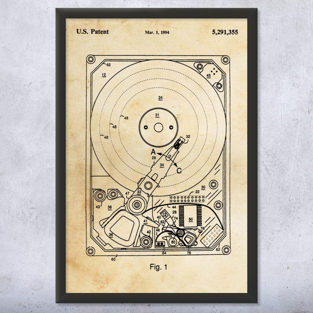 Hard Drive Patent Art Print: Computer Decor, Lab Art - Etsy