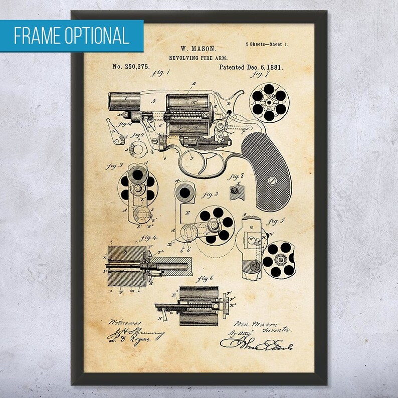 Revolver Handgun Poster Print 38 Special Gun Blueprint | Etsy
