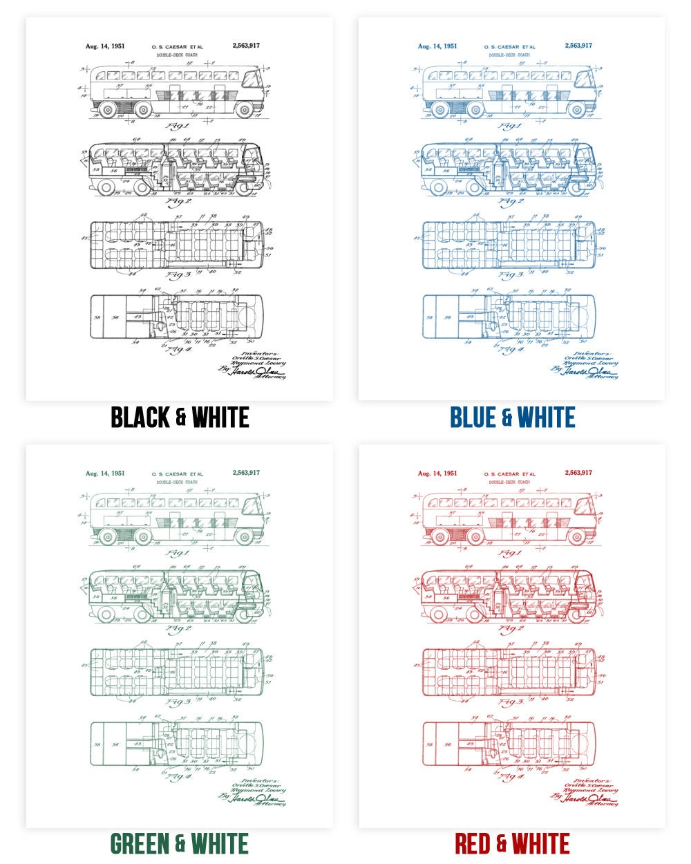 Double Decker Bus Poster Print Bus Driver Gifts Automotive | Etsy