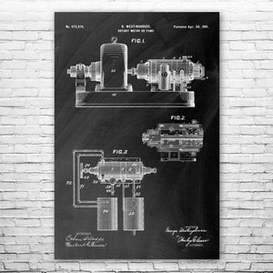 Westinghouse Rotary Motor Poster Print, Engineer Gifts, Motor Art Print ...