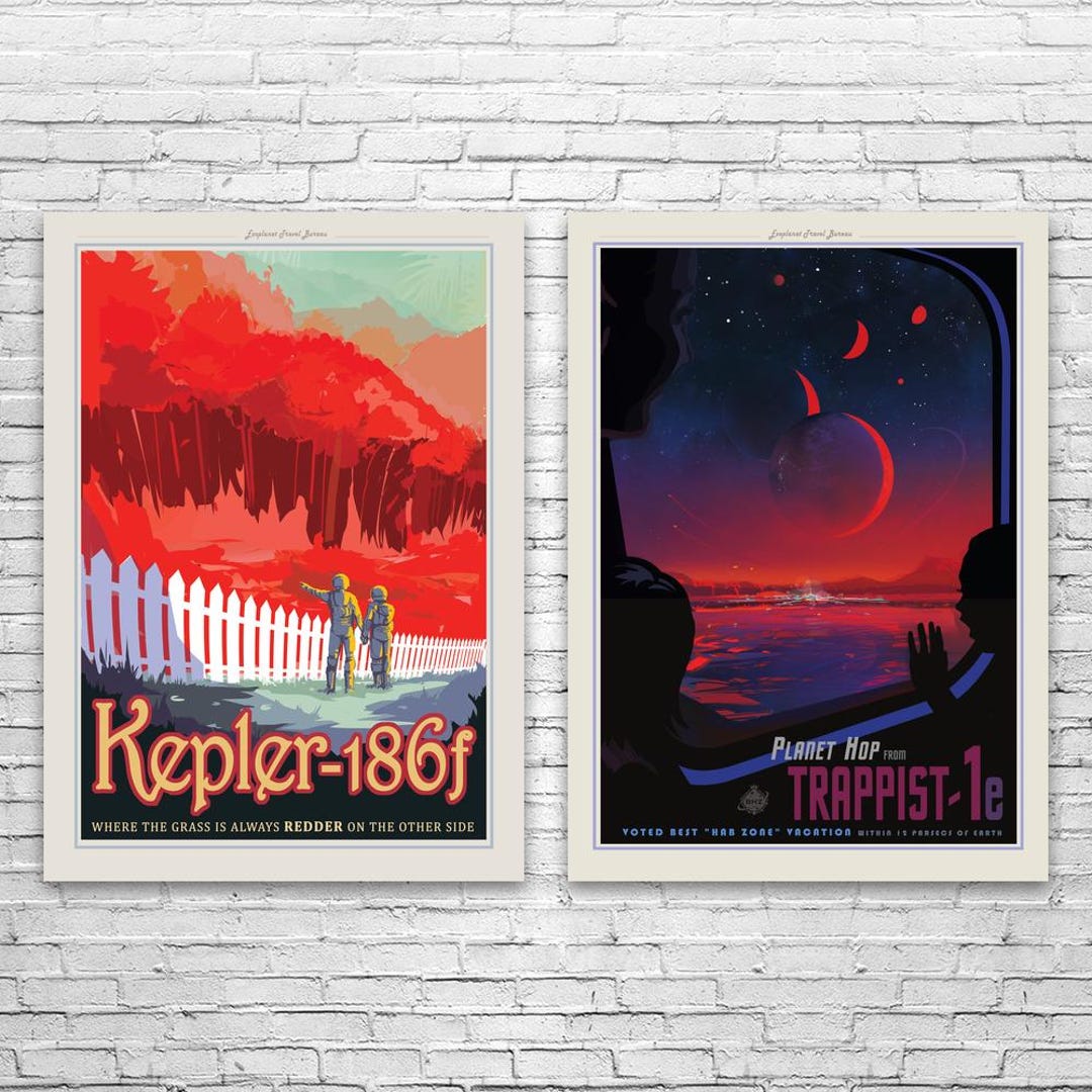Exoplanet Space Tourism Wall Art Set of 2 | Poster, Canvas or Framed ...