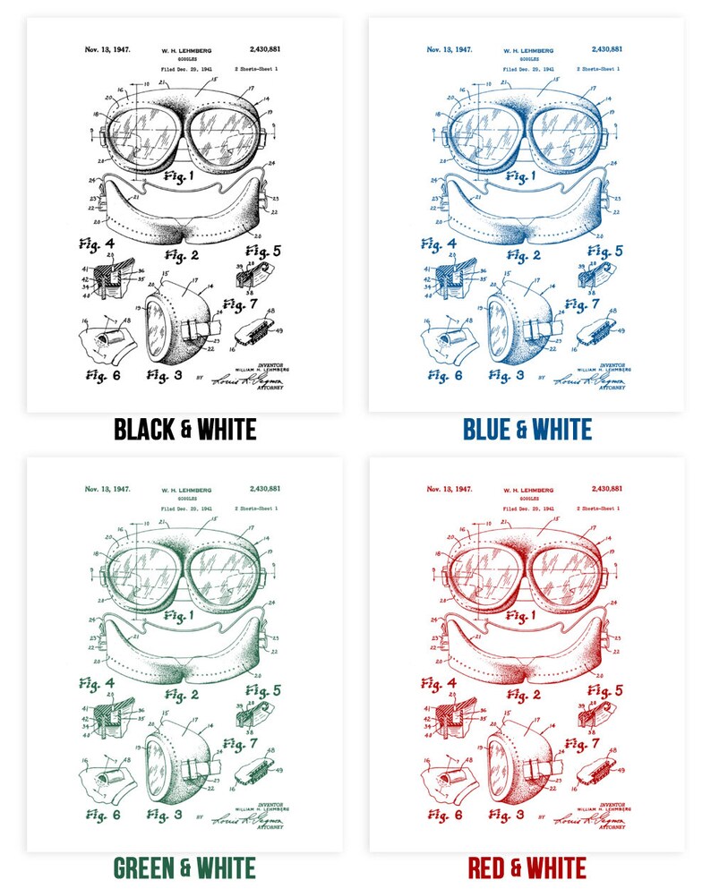 Goggles Poster Print Goggles Blueprint Safety Gear Welding - Etsy