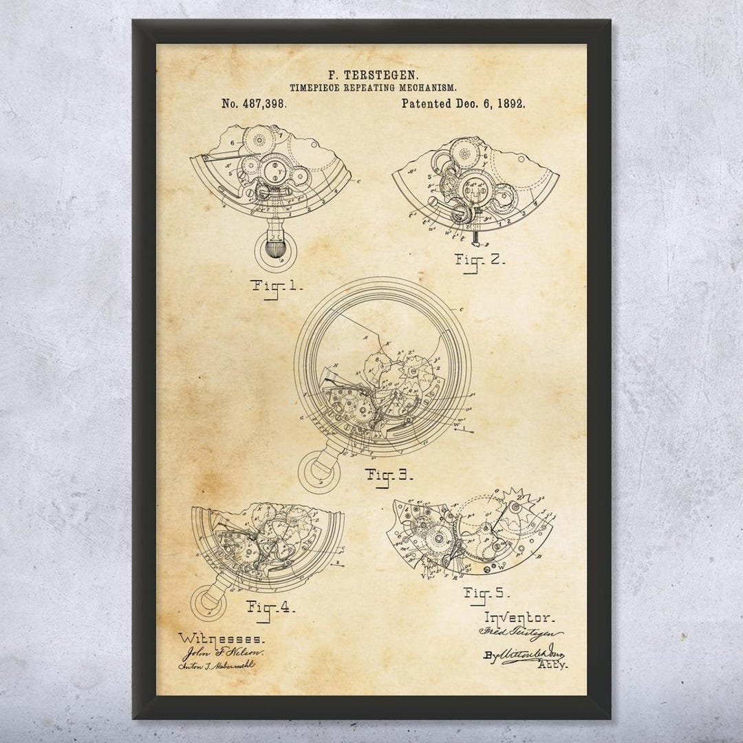 Pocket Watch Repeater Patent Wall Art | Poster, Canvas or Framed ...