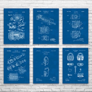 Lock Patent Wall Art Set of 6 | Poster, Canvas or Framed | Locksmith ...
