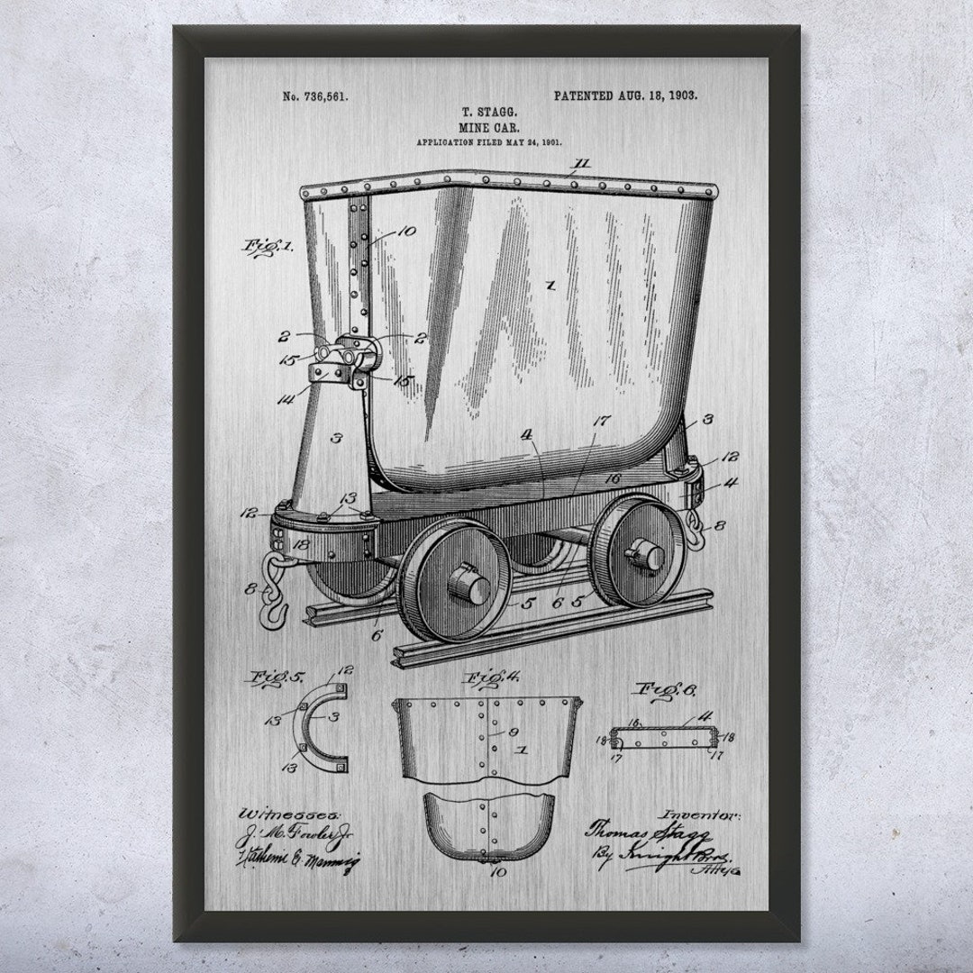 Framed Mine Car Wall Art Print, Mining Decor, Gold Prospector, Miner ...