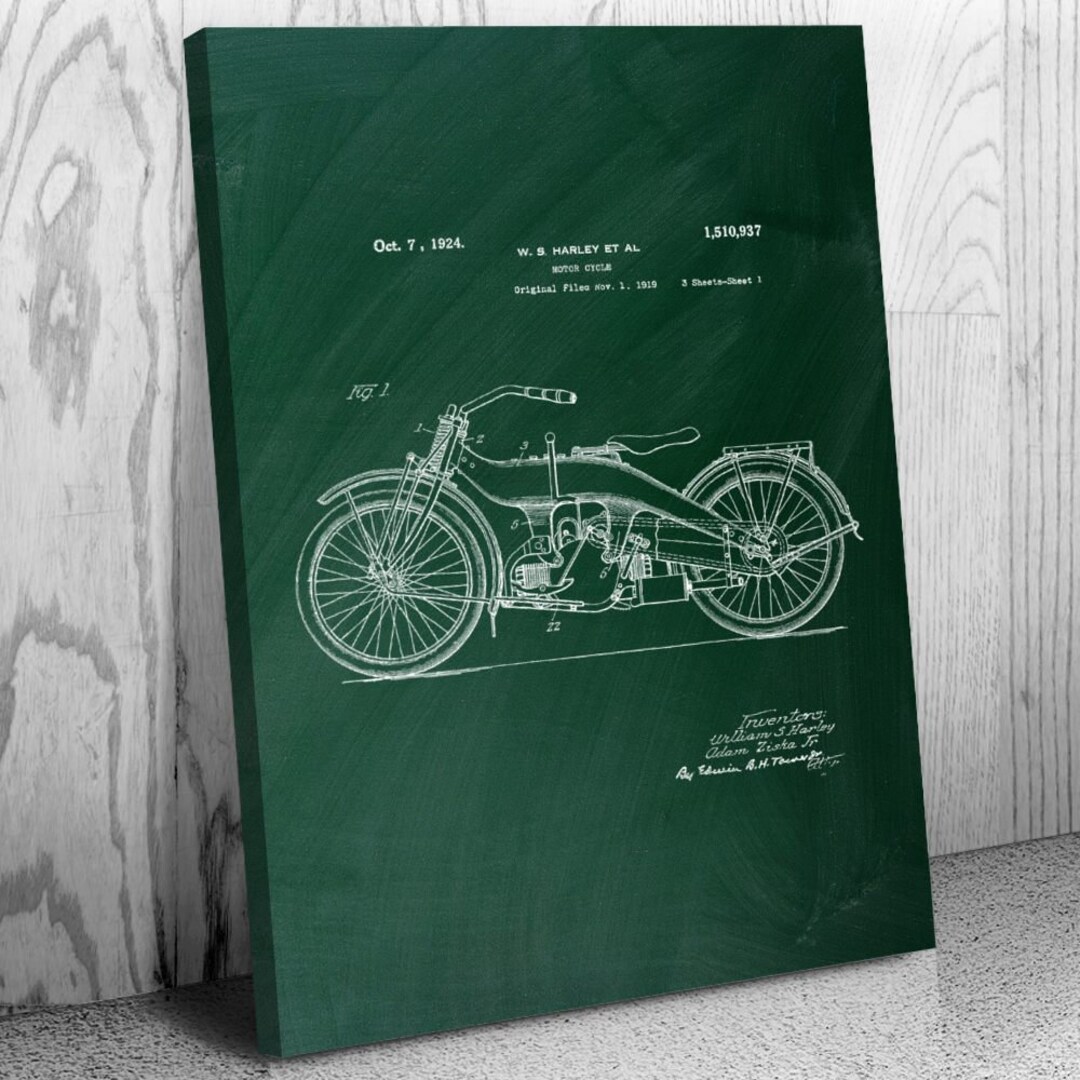 Motorcycle Patent Canvas Print, Biker Gift, Motorcycle Blueprint, Bike ...