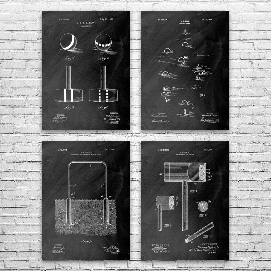Croquet Patent Wall Art Set of 4: Sports Posters, Croquet Gift - Etsy