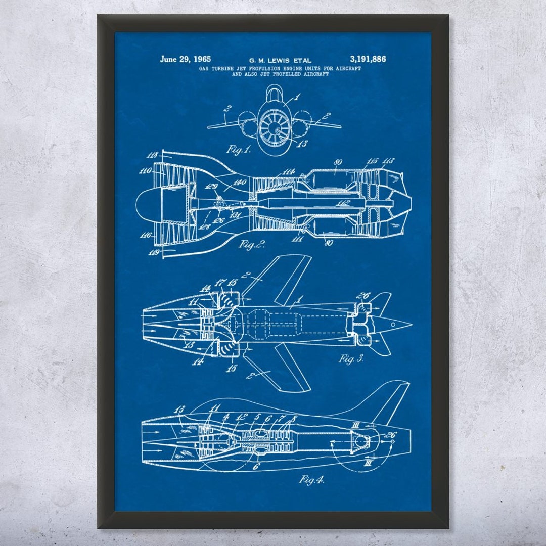 Framed Jet Propelled Engine Wall Art Print Engineer Gift Air - Etsy