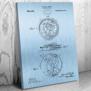 Mechanical Pocket Watch Patent Canvas Print, Watch Blueprint ...