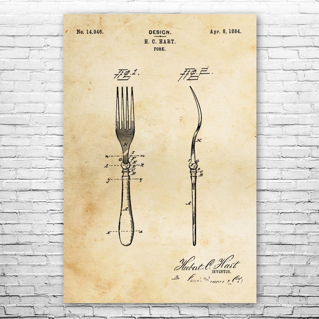Fork Poster Print, Kitchenware Art, Culinary Gifts, Kitchen Decor, Chef ...