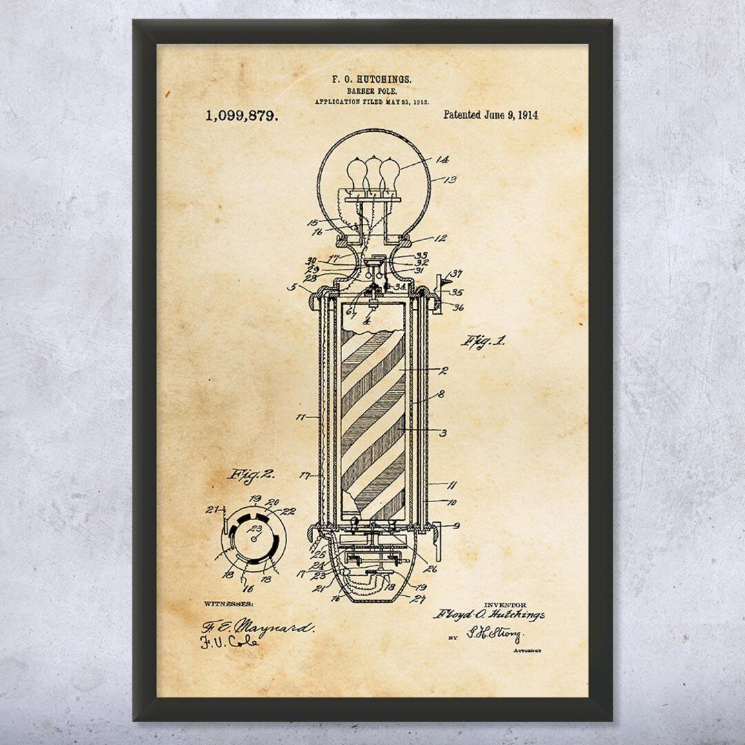 Barber Pole Patent Wall Art | Poster, Canvas or Framed | Barber Shop ...