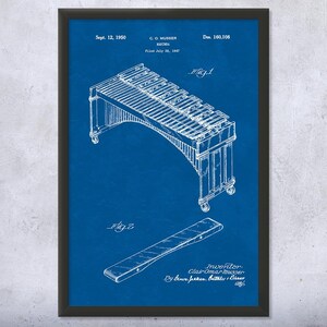 Marimba Keyboard Patent Wall Art | Poster, Canvas or Framed | Musician ...