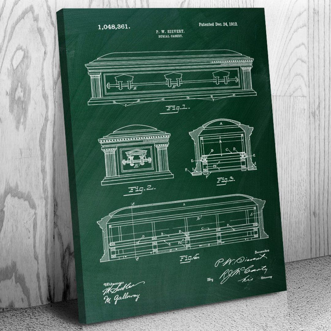 Burial Casket Patent Canvas Print, Funeral Director, Mortician Gift ...