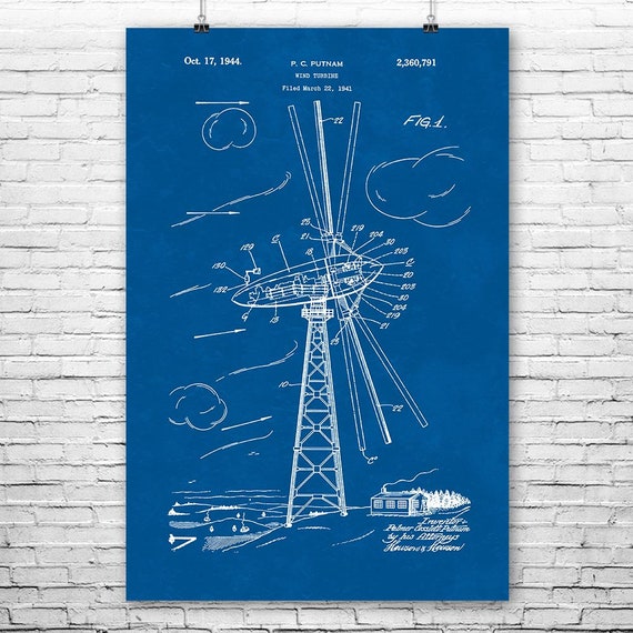 Wind Turbine Poster Print Wind Farm Art Power Technician | Etsy