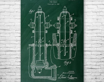 Fire Hydrant Blueprint Poster - Etsy