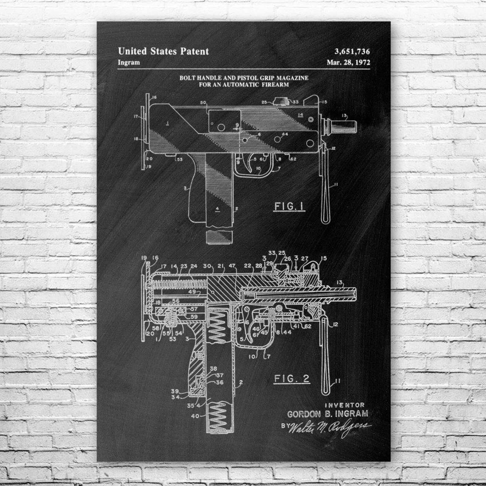 MAC-10 Pistol Poster Print Gun Collector Gift Gun Blueprint | Etsy