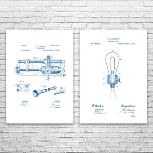 Thomas Edison Inventions Patent Wall Art Set of 2: Classroom Decor ...