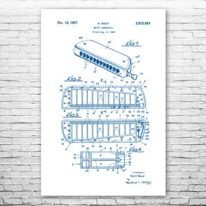 Chromatic Harmonica Poster Print, Harmonica Decor, Blues Player Gift ...