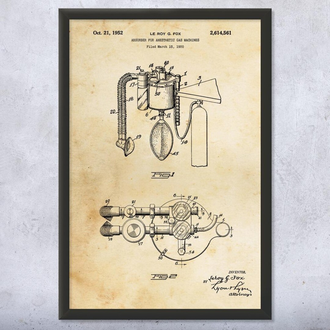 Anesthetic Gas Absorber Patent Wall Art | Poster, Canvas or Framed ...