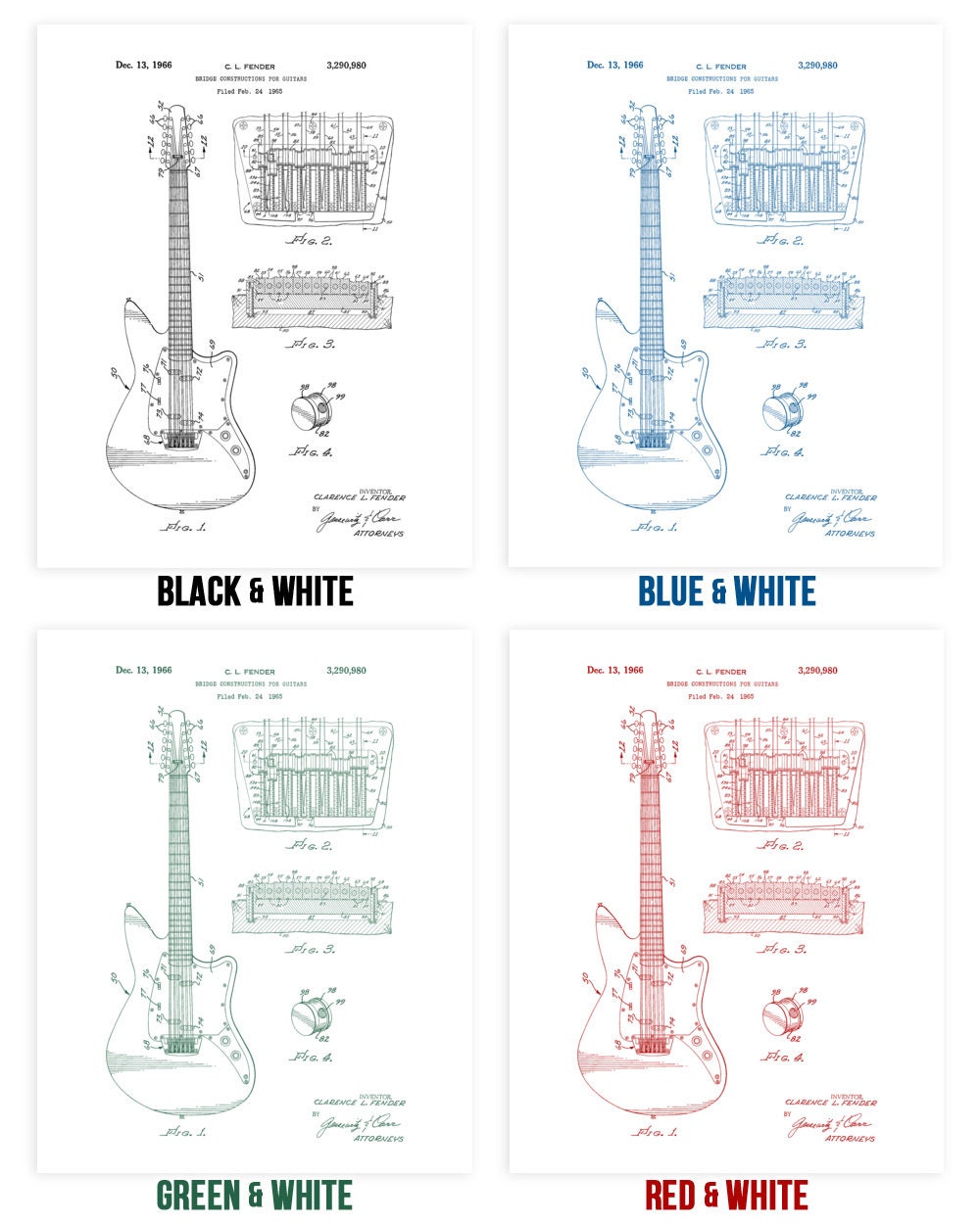 Electric Guitar Posters Set of 3 Musician Gift Guitar Wall - Etsy