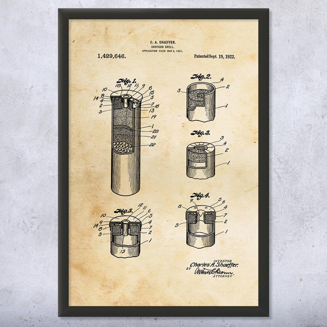 Shotgun Shell Patent Art Print: Gun Blueprint, Shooting Range Art - Etsy