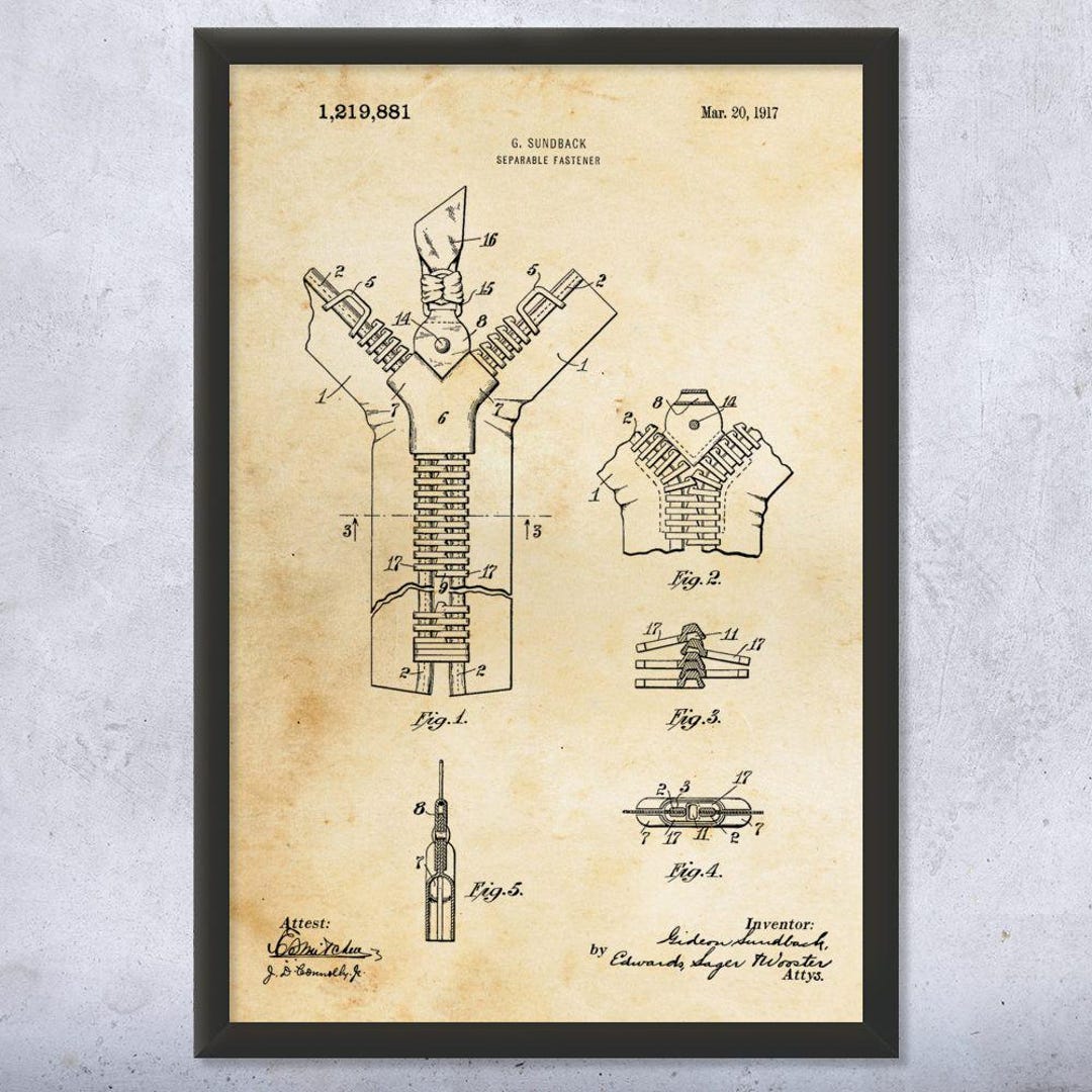 Zipper Patent Art Print: Laundry Room Decor, Boss Gift - Etsy