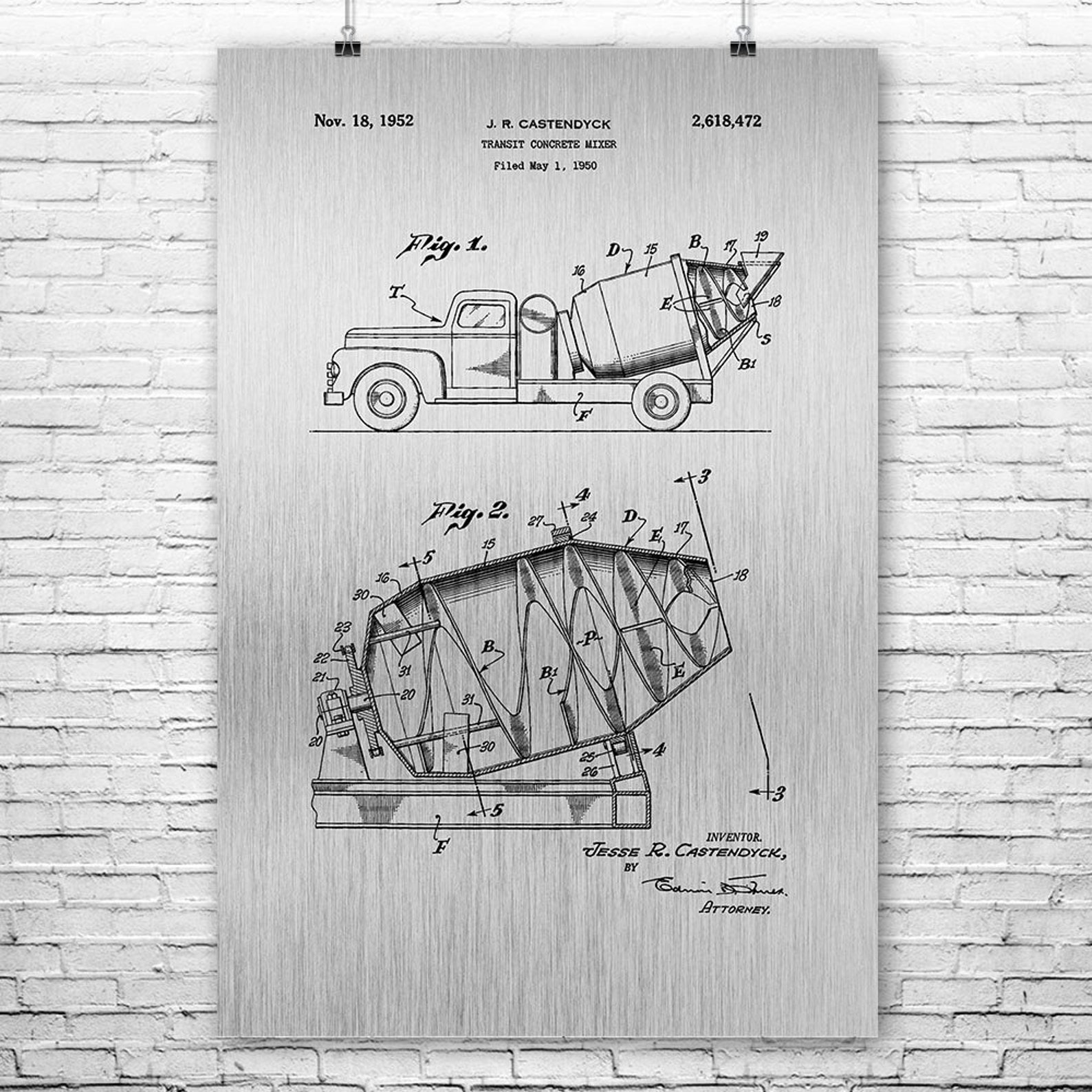 Cement Mixer Truck Poster Print Construction Worker - Etsy