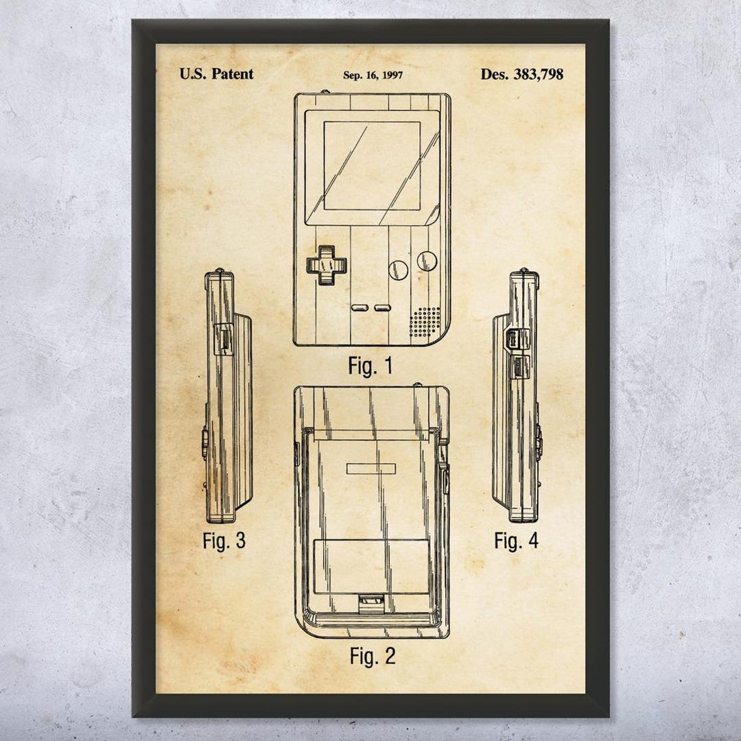 Game Boy Pocket Patent Wall Art Poster, Canvas or Framed Video Game Art ...