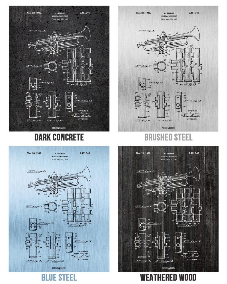 Framed Trumpet Wall Art Print Trumpet Design Jazz Art Music - Etsy