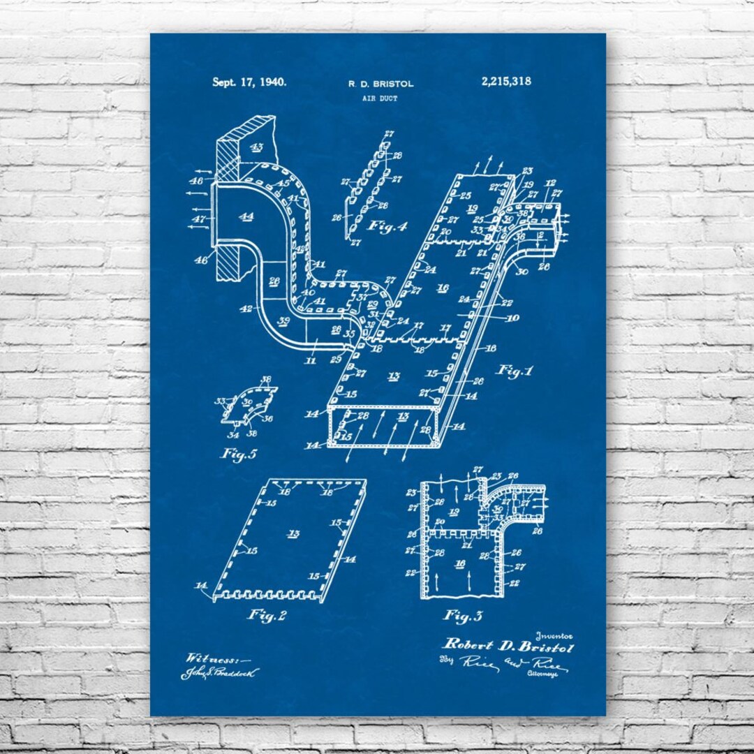 Air Duct Poster Print Hvac Blueprint Repair Shop Art - Etsy
