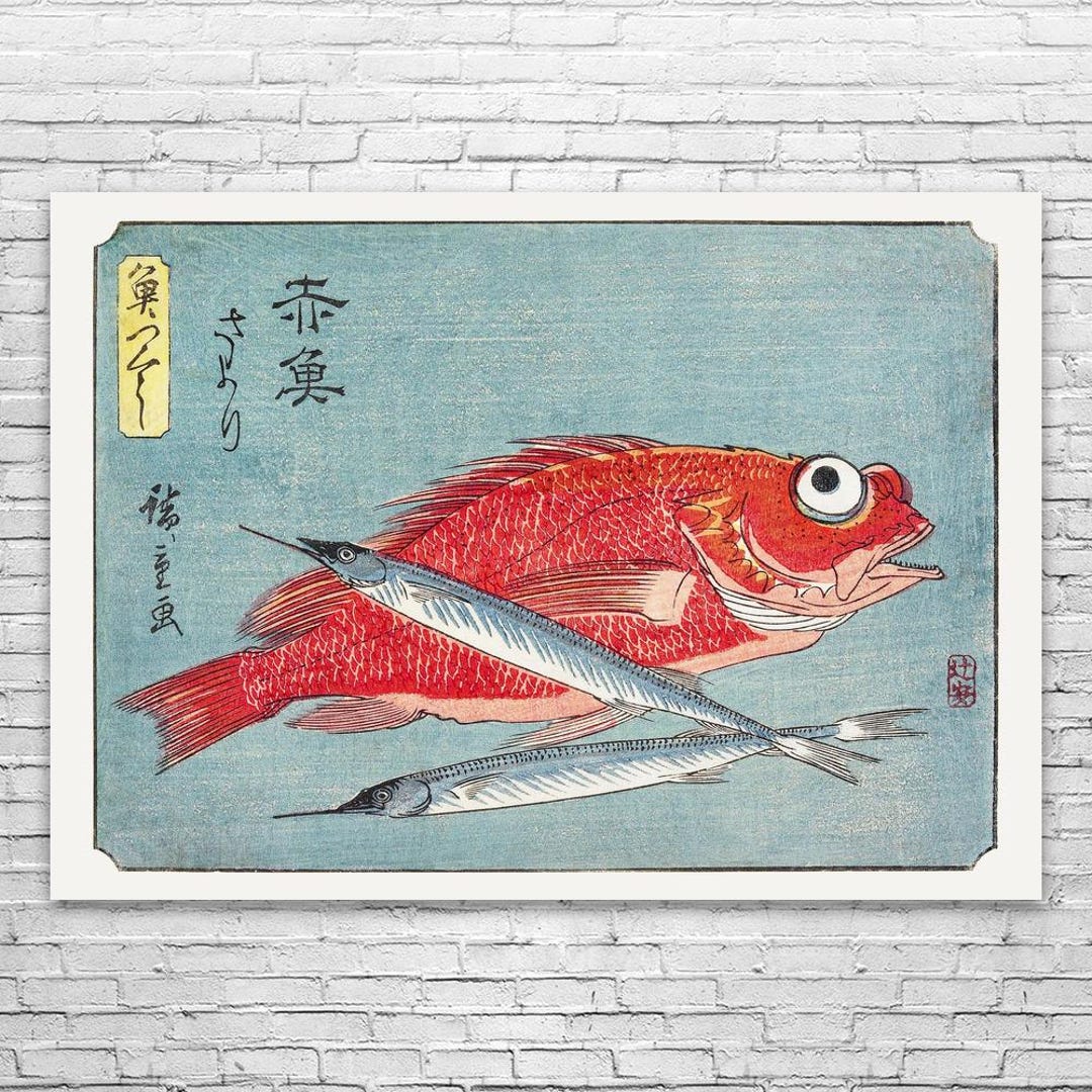 Red Snapper & Halfbeak Ukiyo-e Wall Art: Food Art, Fish Decor - Etsy