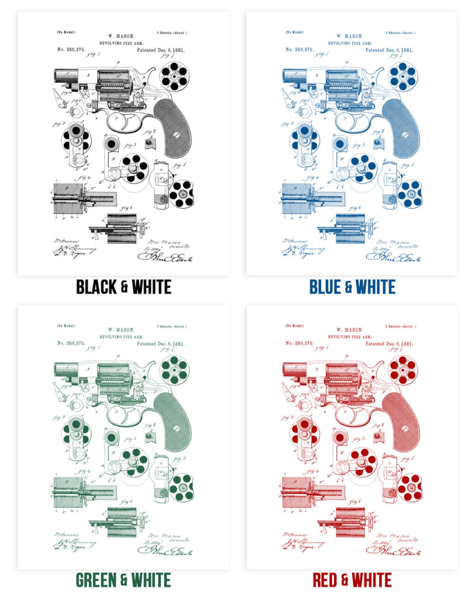 Revolver Handgun Poster Print 38 Special Gun Blueprint - Etsy