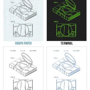 PS1 Console Poster Print, Arcade Wall Art, PS1 Blueprint, Gamer Gift ...