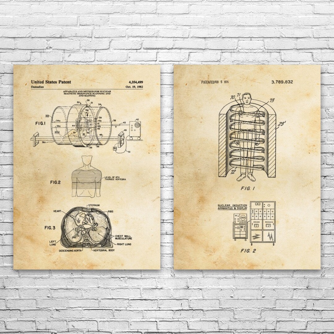 MRI Machine Patent Prints Set of 2 MRI Blueprint Surgeon - Etsy
