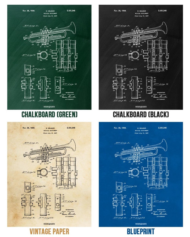 Framed Trumpet Wall Art Print Trumpet Design Jazz Art Music - Etsy