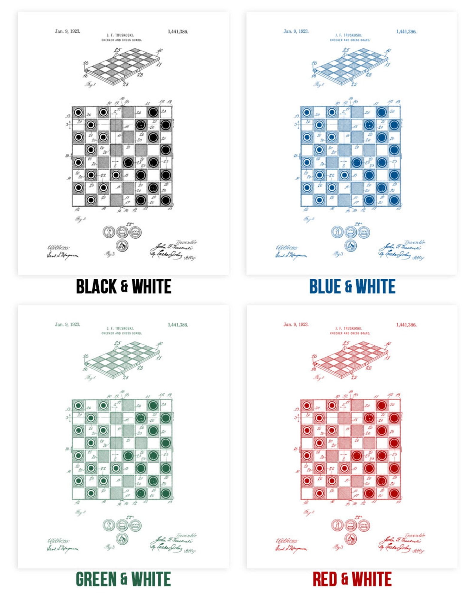 Checkers Board Poster Print Chess Player Gift Gaming Decor - Etsy