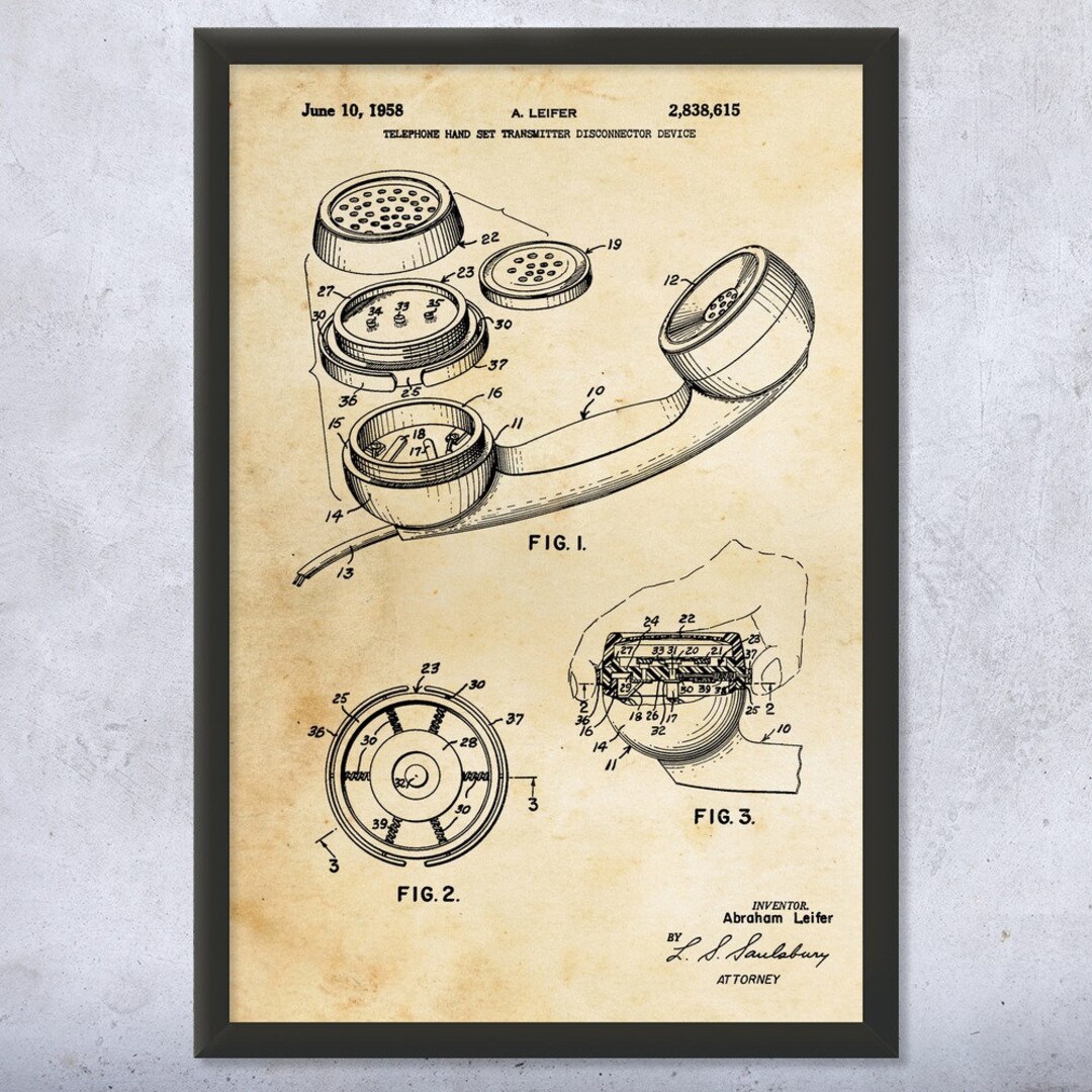 Framed Telephone Handset Wall Art Print, Network Engineer, Lineman ...