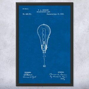 Framed Thomas Edison Light Bulb Wall Art Print, Science Teacher Gift ...