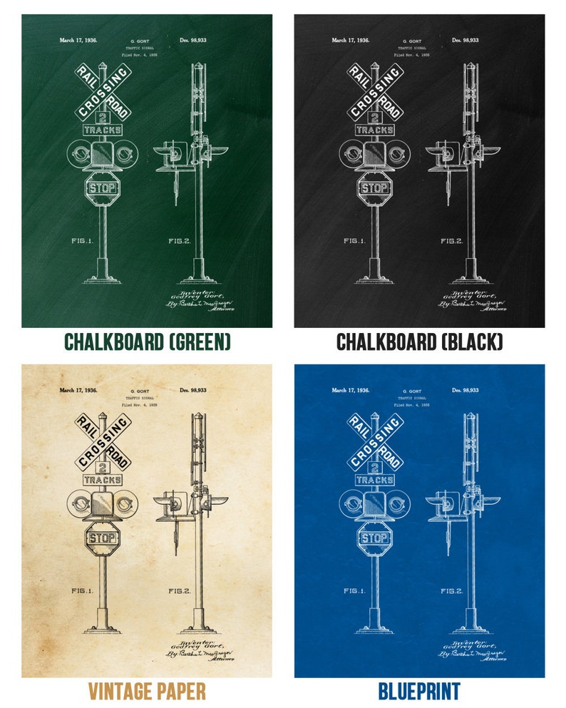 Railroad Crossing Signal Poster Print Train Station Art | Etsy