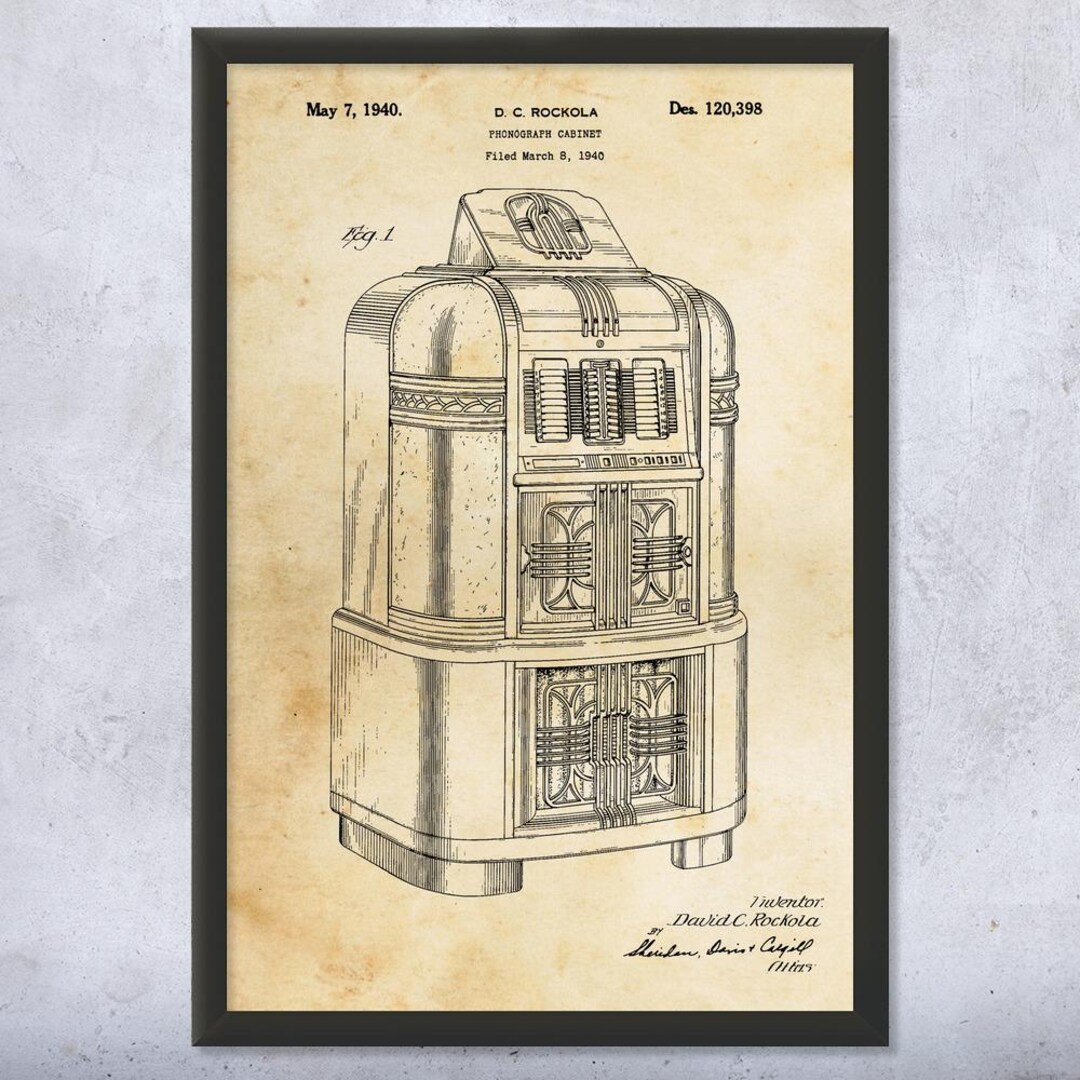 Jukebox Patent Wall Art | Poster, Canvas or Framed | Gifts for ...