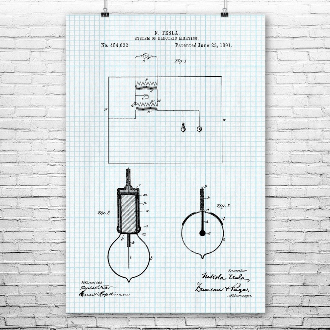 Nikola Tesla Light Bulb Poster Print Light Bulb Wall Art - Etsy