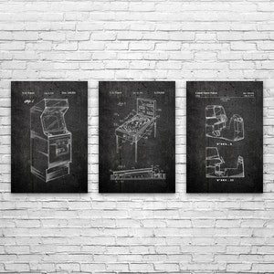 Arcade Patent Posters Set of 3, Arcade Blueprint, Video Game Art, Game ...