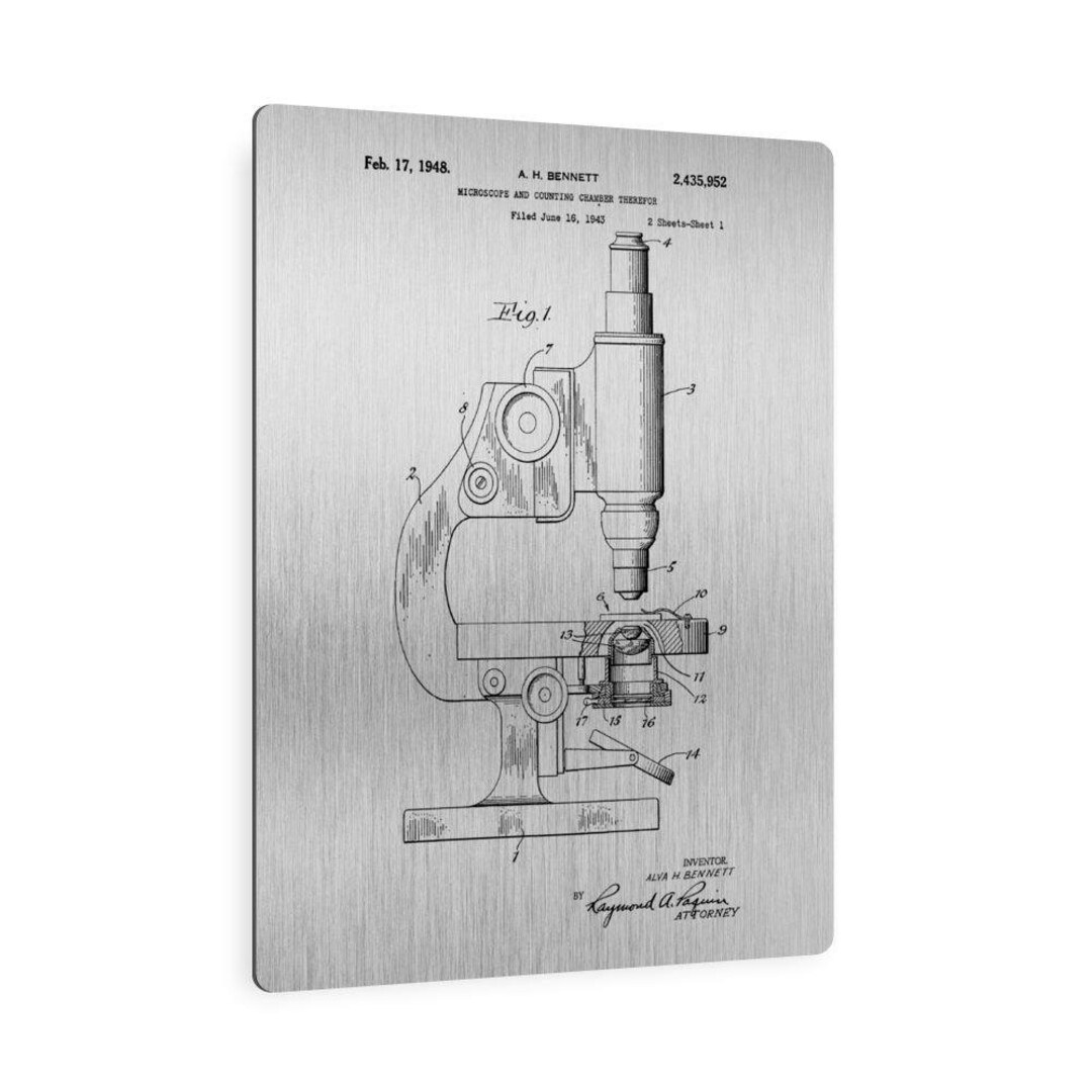 Microscope Patent Metal Print, Microbiologist Gift, Science Decor ...