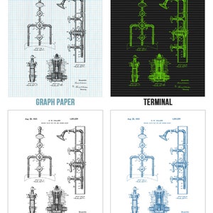 Shower Faucet Valves Poster Print Plumber Gift Restroom Wall - Etsy