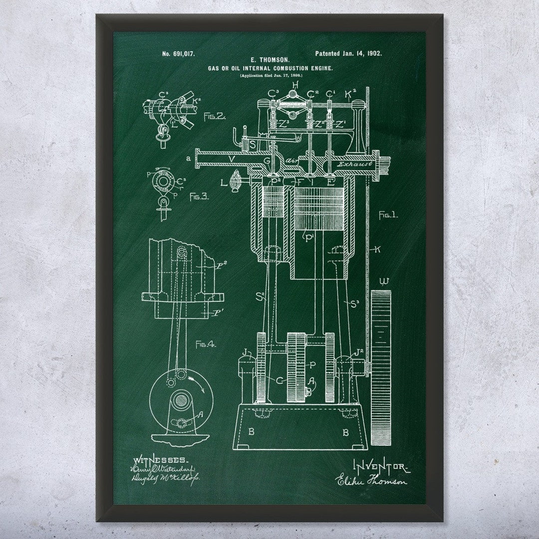 Framed Gas or Oil ICE Engine Wall Art Print, Gearhead Gifts, Mechanical ...