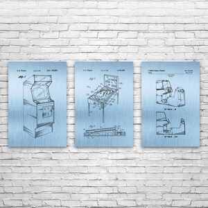 Arcade Patent Posters Set of 3, Arcade Blueprint, Video Game Art, Game ...