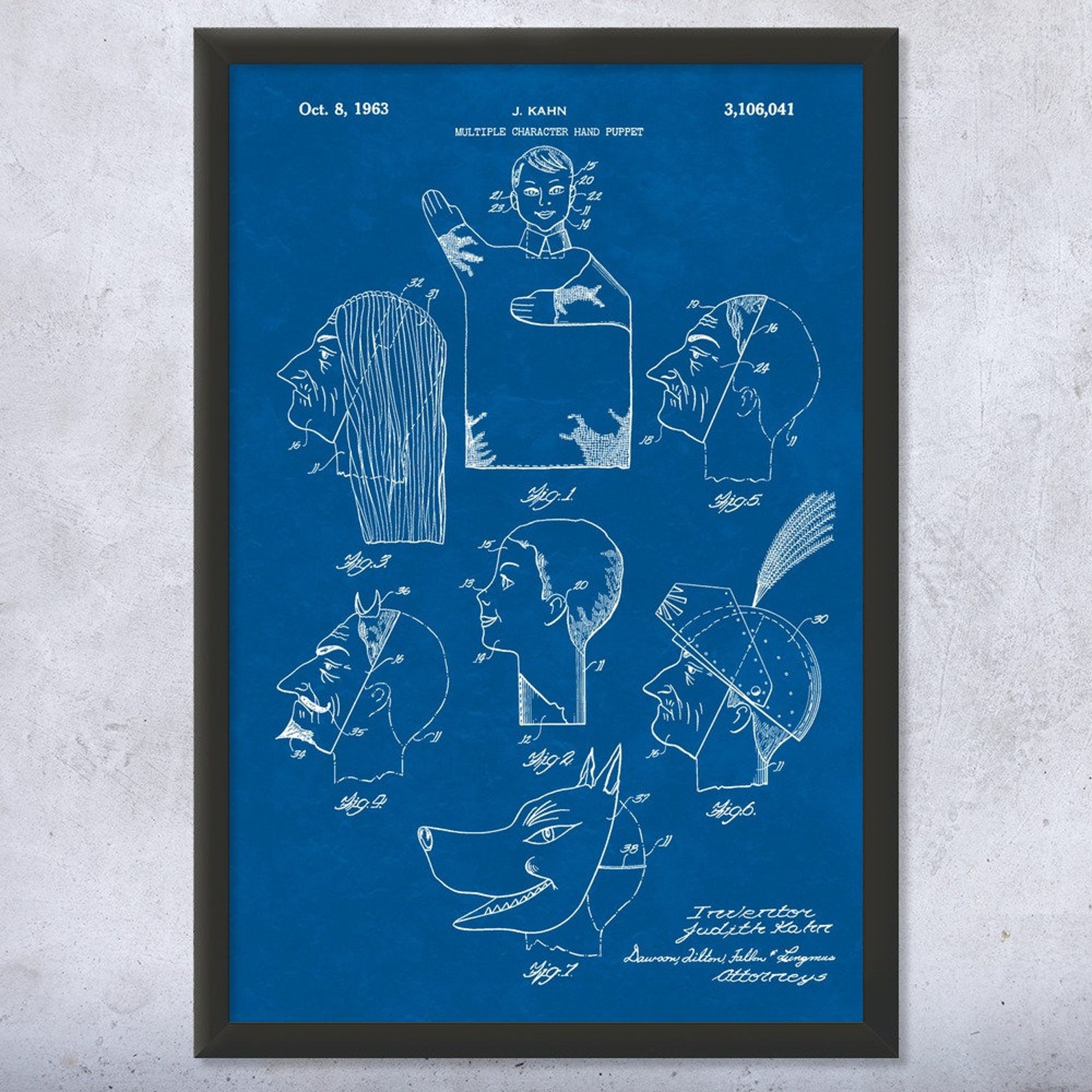 Framed Hand Puppet Masks Wall Art Print Puppet Design Toy | Etsy