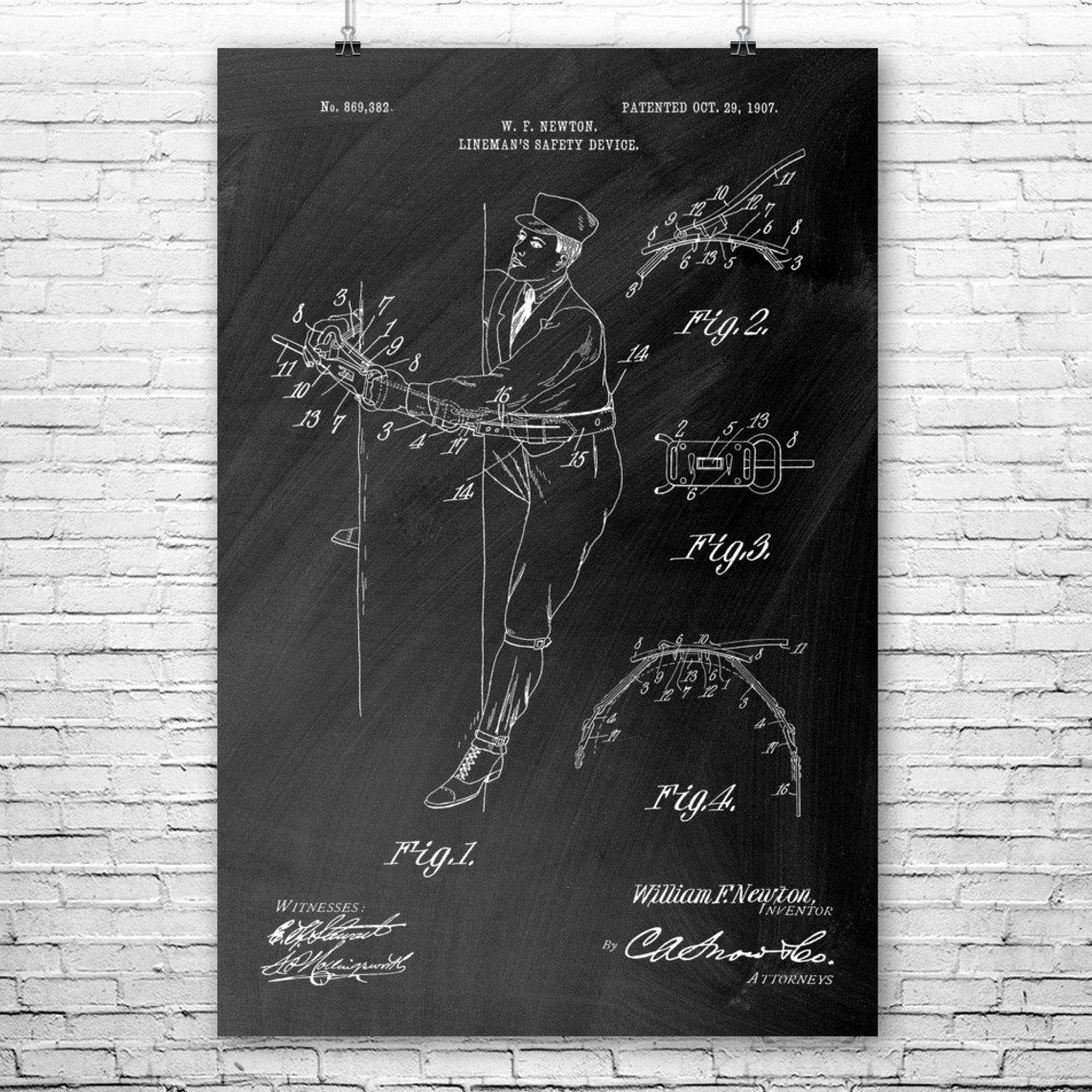 Linemans Safety Harness Poster Print Lineman Gift Climbing - Etsy
