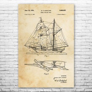 Model Sailing Ship Poster Print, Boat Captain, Nautical Gift, Boat ...
